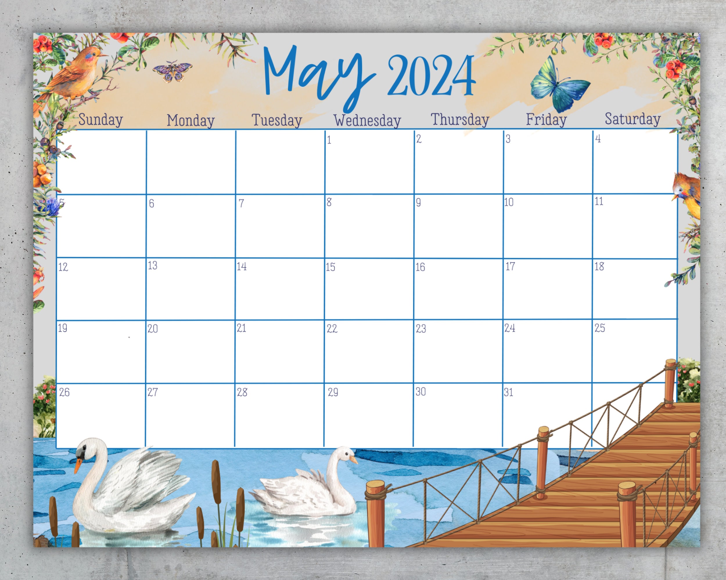 EDITABLE May 2024 Calendar Printable, 2024 May Monthly Planner, Happy ...