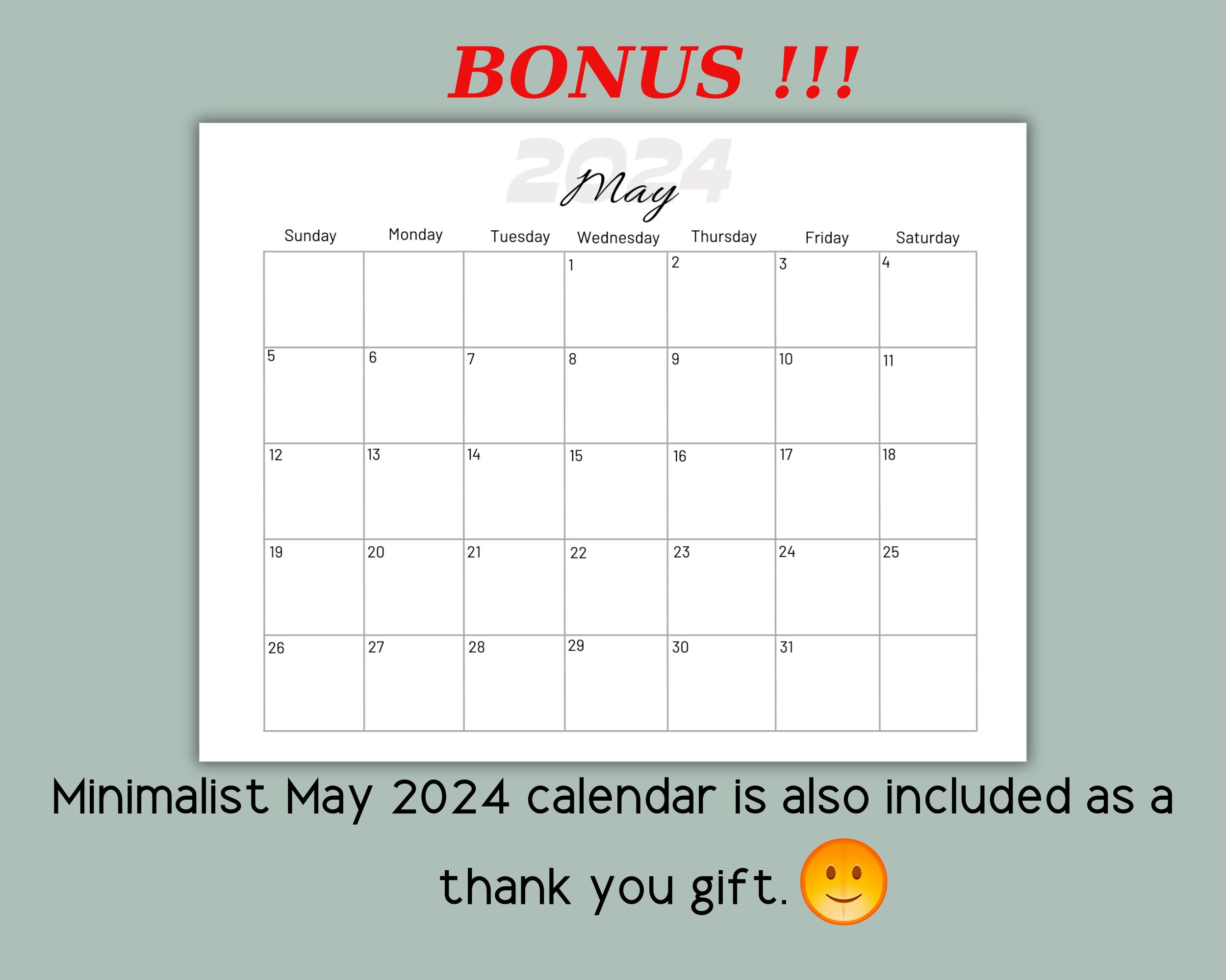 EDITABLE May 2024 Calendar vertical/ Portrait, 2024 May Monthly Planner ...