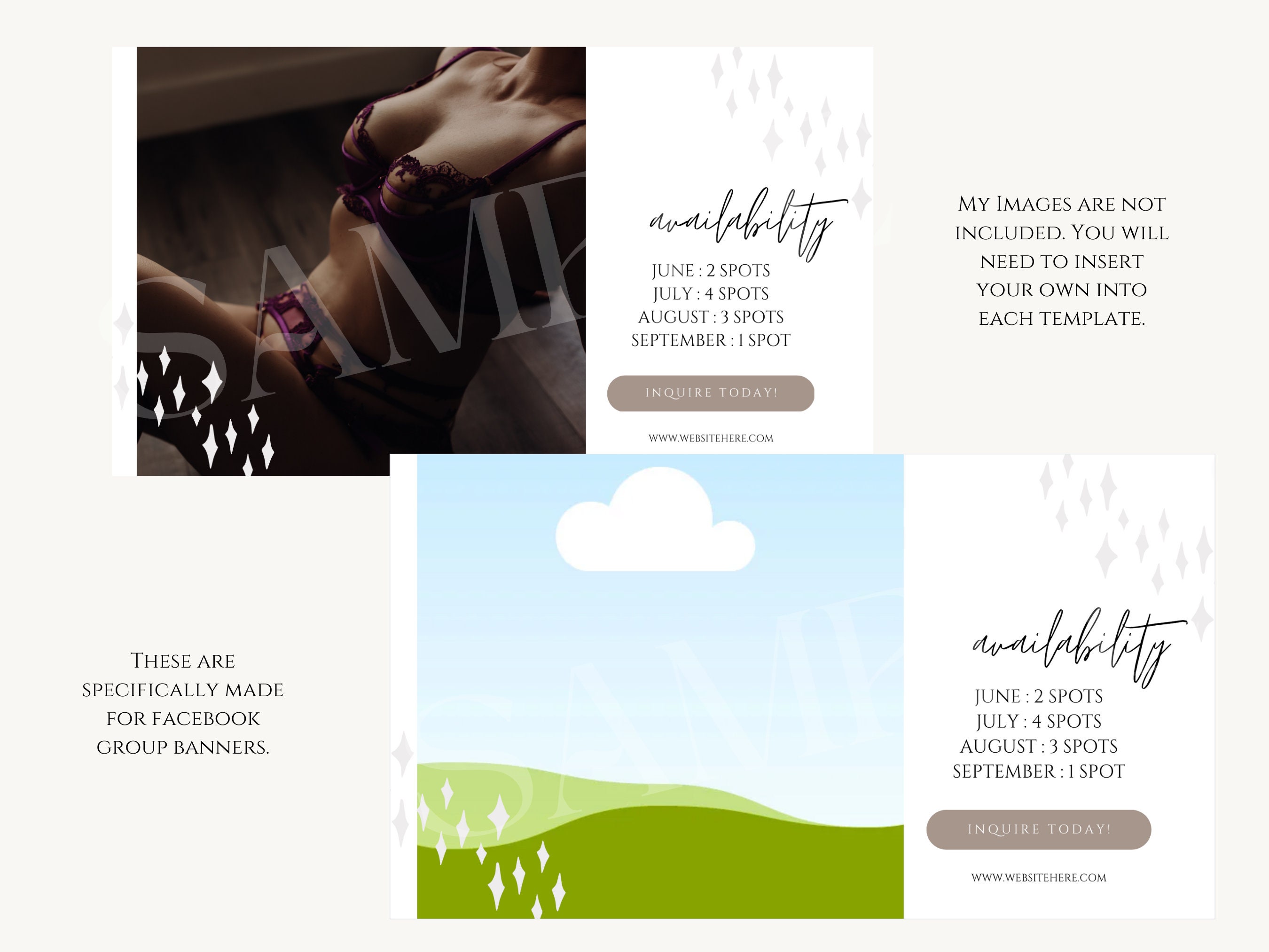 Neutral Boudoir VIPI Group Cover Photo Templates - Etsy