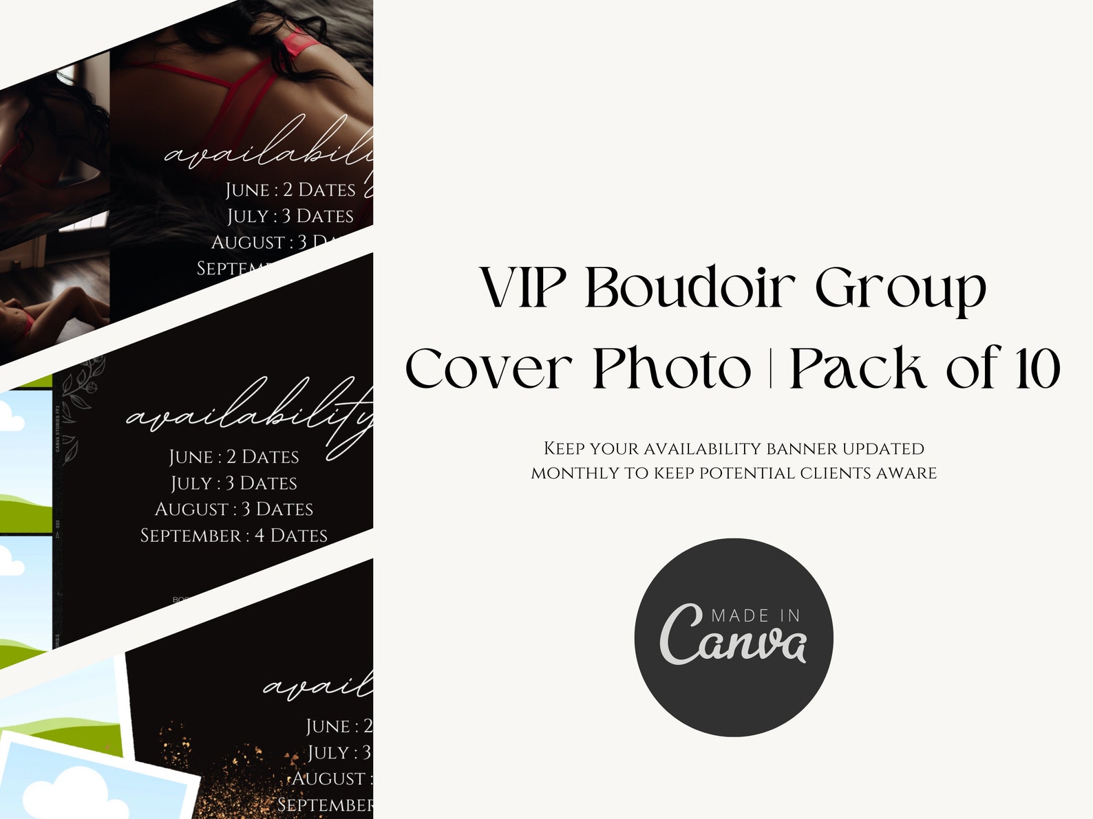 Boudoir VIP Facebook Group Banner Cover | Canva Design | Pack of 10 ...