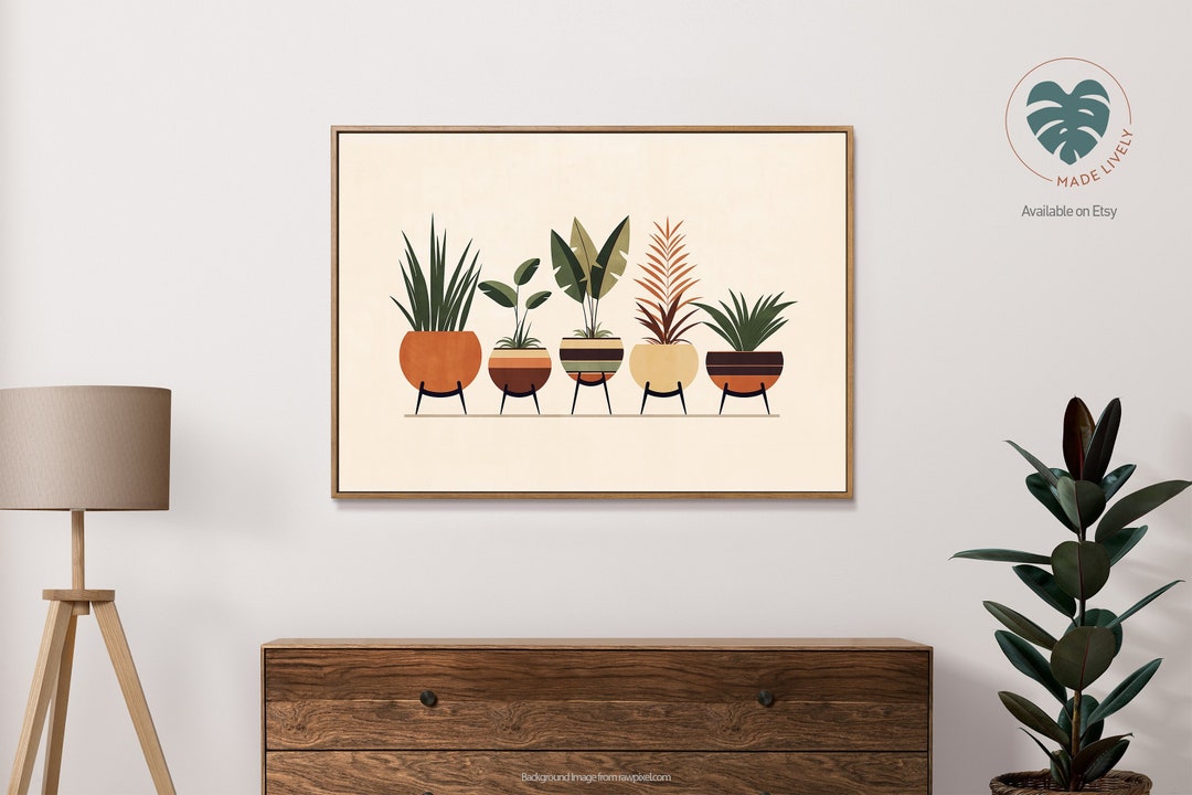 Modern Plants Wall Print Mid Century Poster Boho Wall Art Minimalist ...