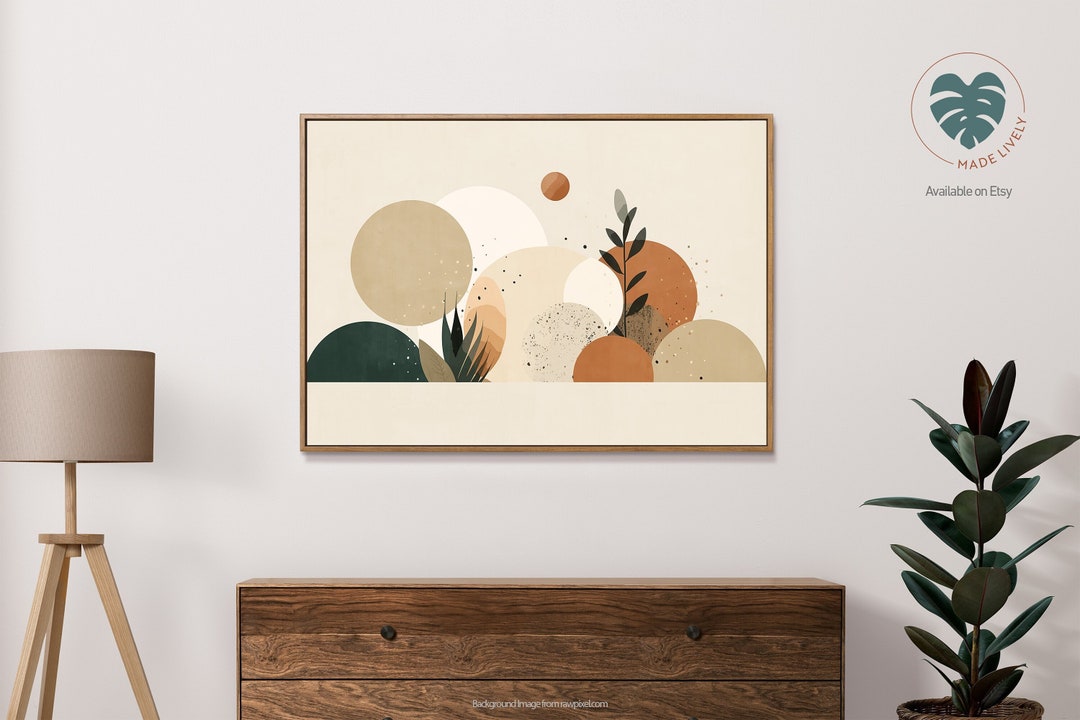 Boho Wall Print Trendy Poster Beige and Terracotta Wall Art Plant Wall ...