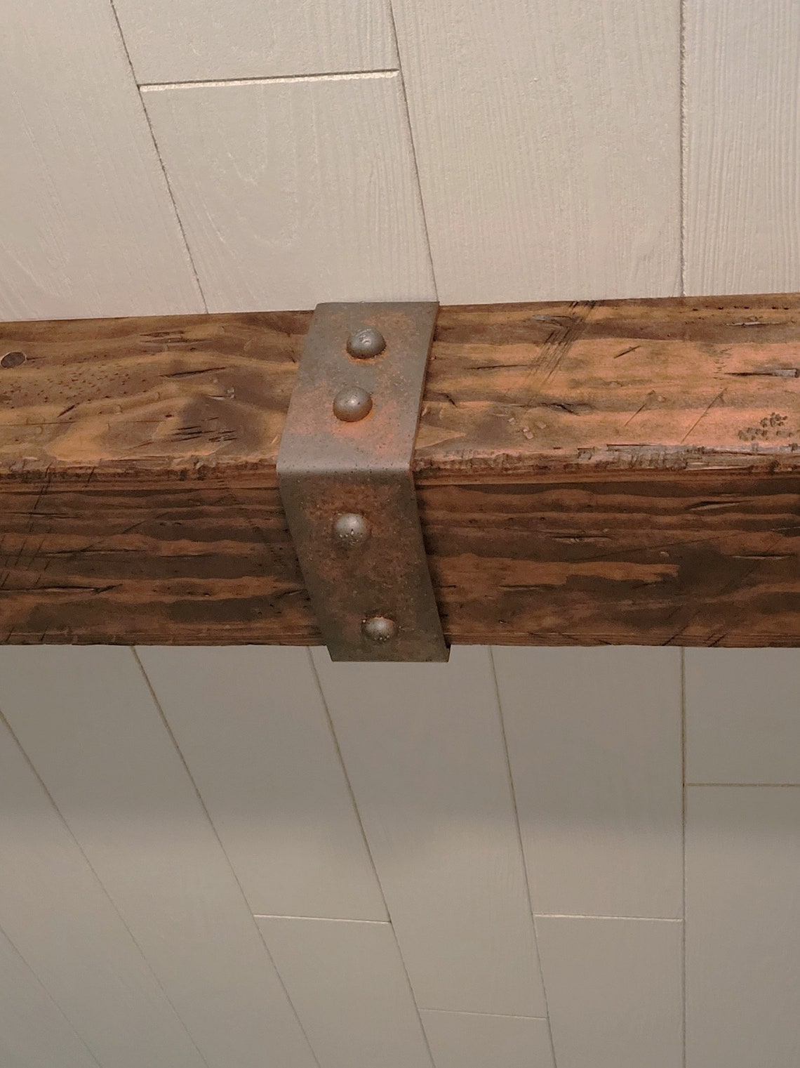 3 in Faux TEXTURED RUSTED STEEL Ceiling Beam Brackets With Artificial ...