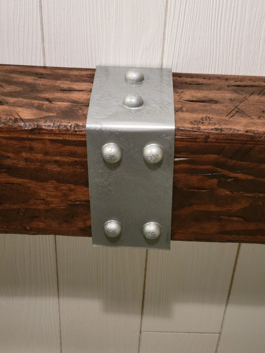 4 In. Faux HAMMERED SILVER Ceiling Beam Brackets With Artificial ...