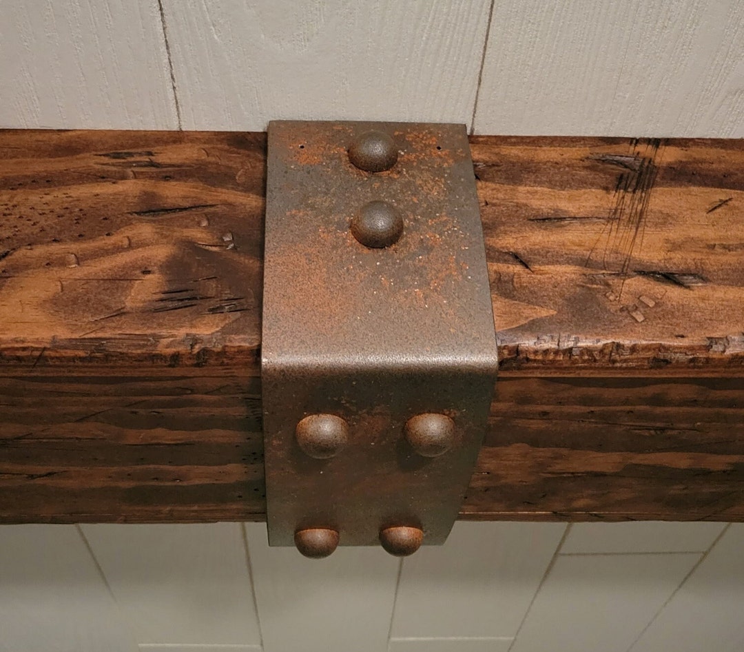 4 Inch Faux TEXTURED RUSTED STEEL Ceiling Beam Bracket With Artificial ...