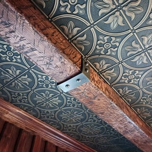 3 Inch Faux HAMMERED BLACK STEEL Ceiling Beam Brackets With Artificial ...