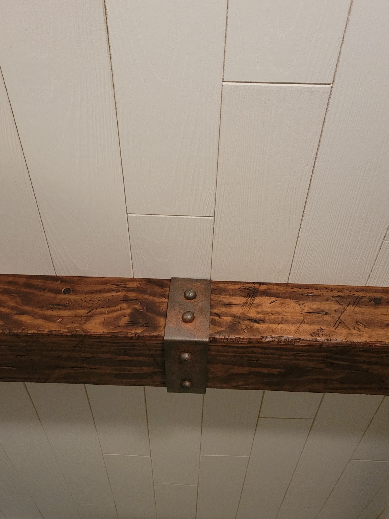 3 in Faux TEXTURED RUSTED STEEL Ceiling Beam Brackets With Artificial ...