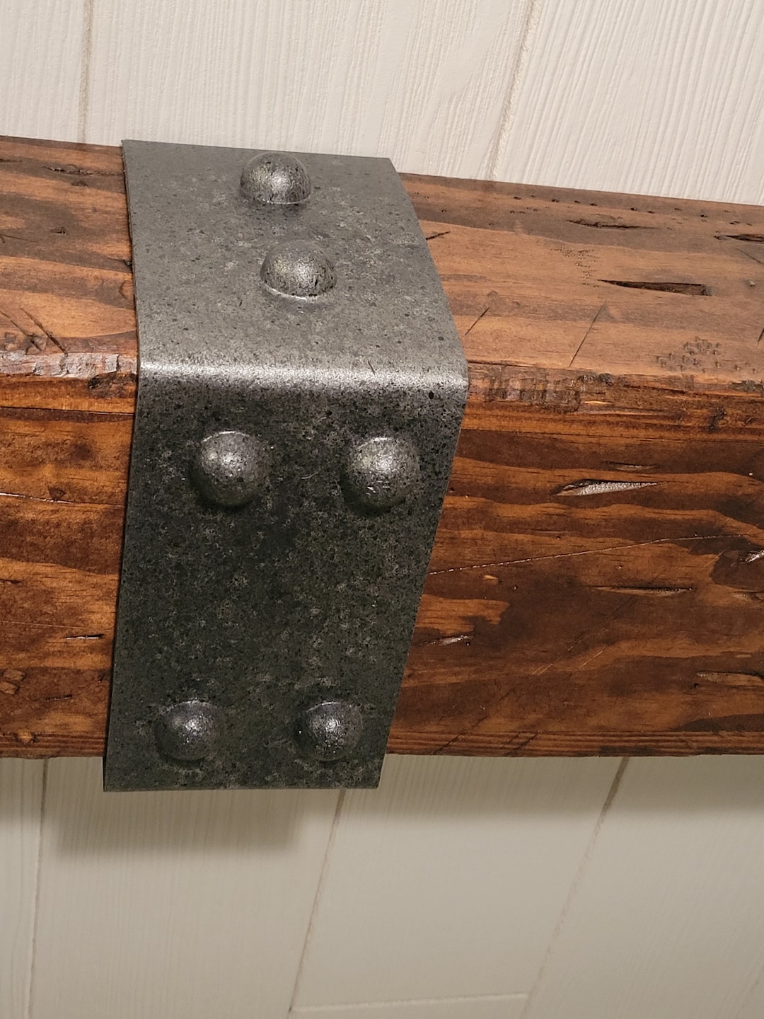 4 In. Faux TEXTURED CAST IRON Ceiling Beam Bracket With Artificial ...