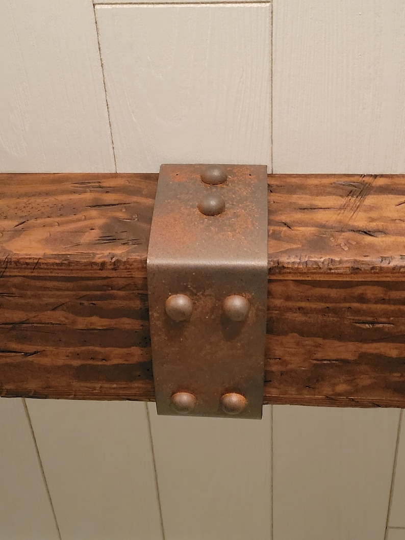 4 Inch Faux TEXTURED RUSTED STEEL Ceiling Beam Bracket With Artificial ...