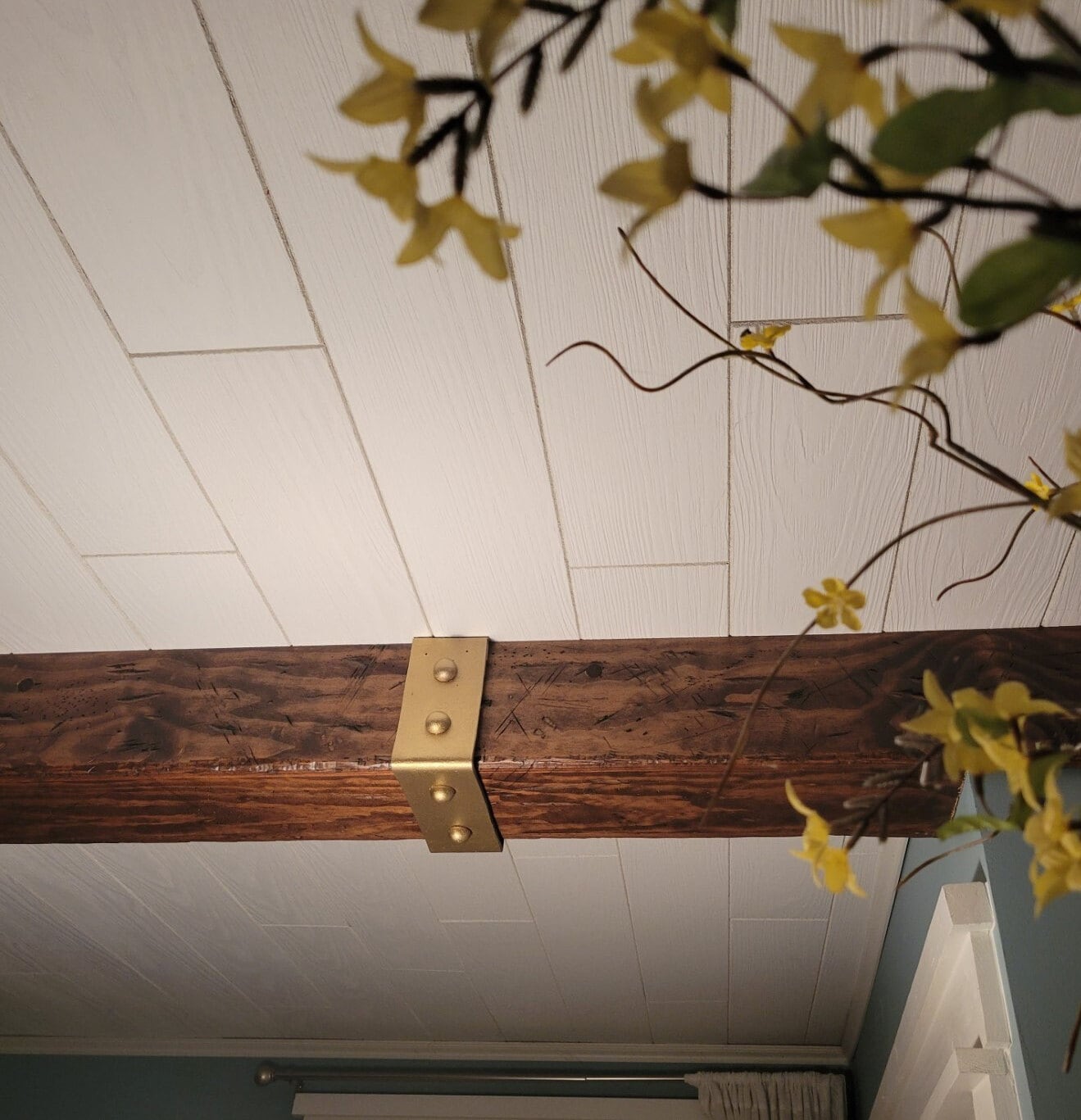 3 In. Faux TEXTURED GOLD LEAF Ceiling Beam Bracket With Artificial ...