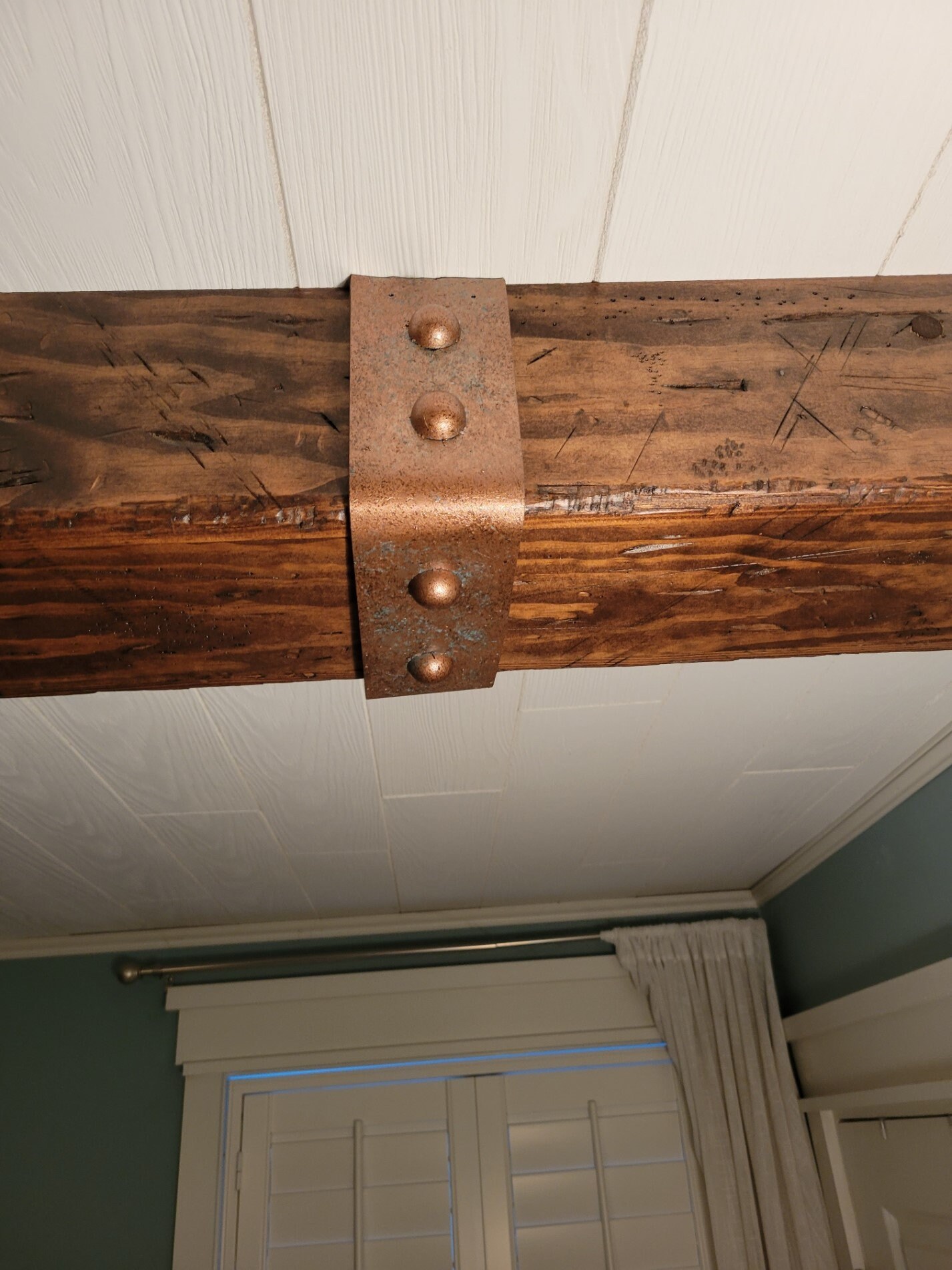 3 In. Faux AGED COPPER PATINA Ceiling Beam Brackets With Artificial ...