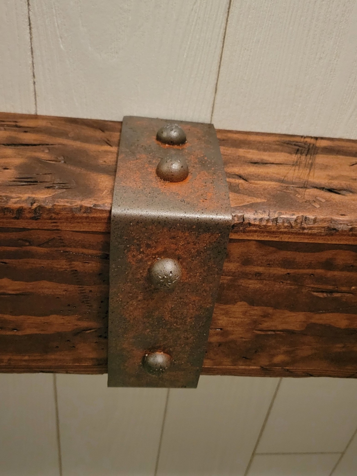 3 in Faux TEXTURED RUSTED STEEL Ceiling Beam Brackets With Artificial ...