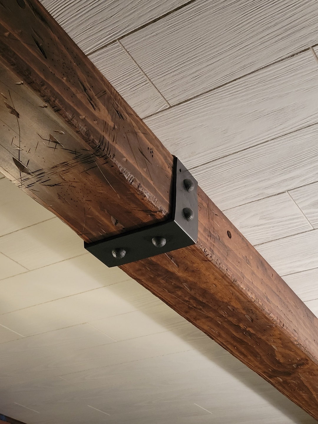 3 Inch Faux HAMMERED BLACK STEEL Ceiling Beam Brackets With Artificial Carriage Bolts - Etsy