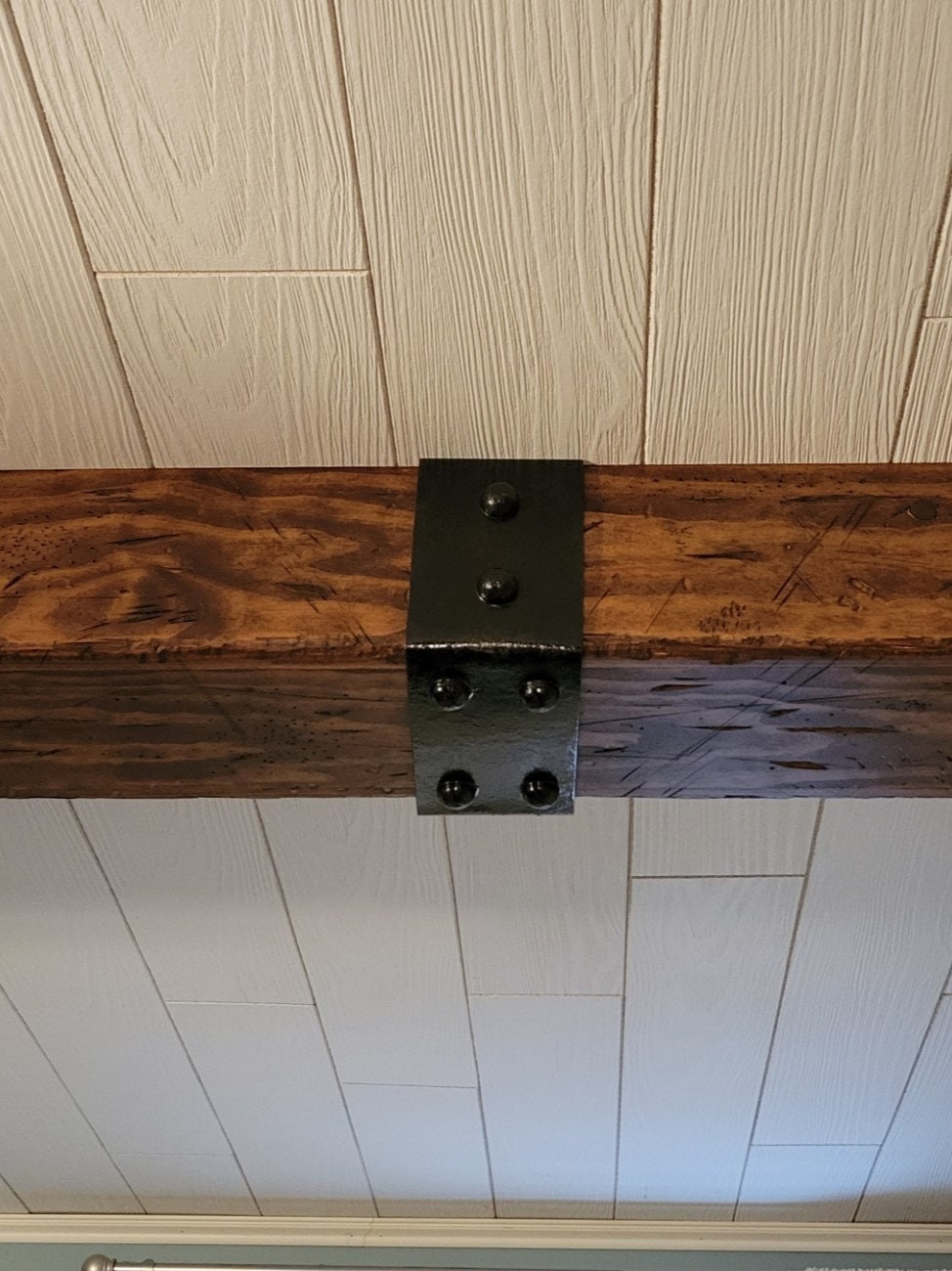 4 In. Faux TEXTURED JET BLACK Ceiling Beam Brackets With Artificial ...