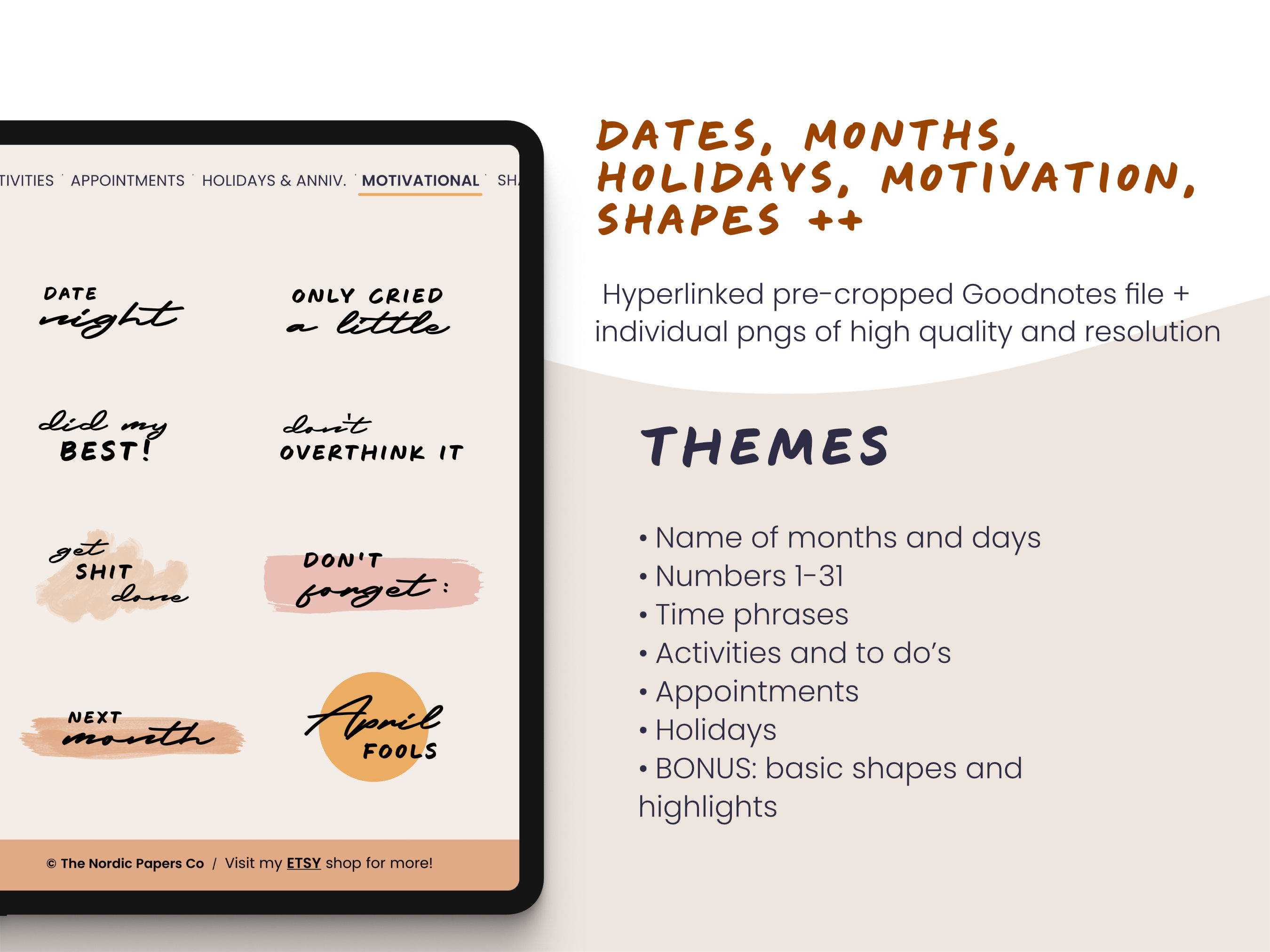 Words & Phrases Digital Stickers, Sticker Book for Goodnotes ...