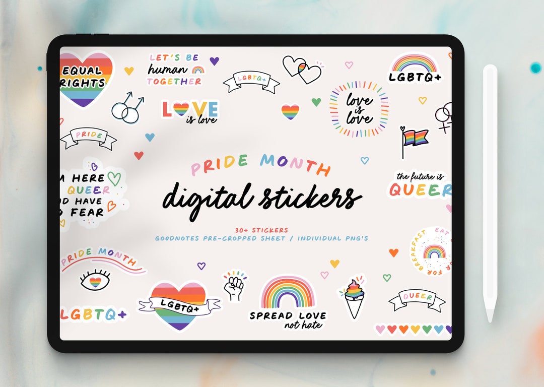 Pride Digital Stickers, Goodnotes & Notability, Pre-cropped Clip Art ...