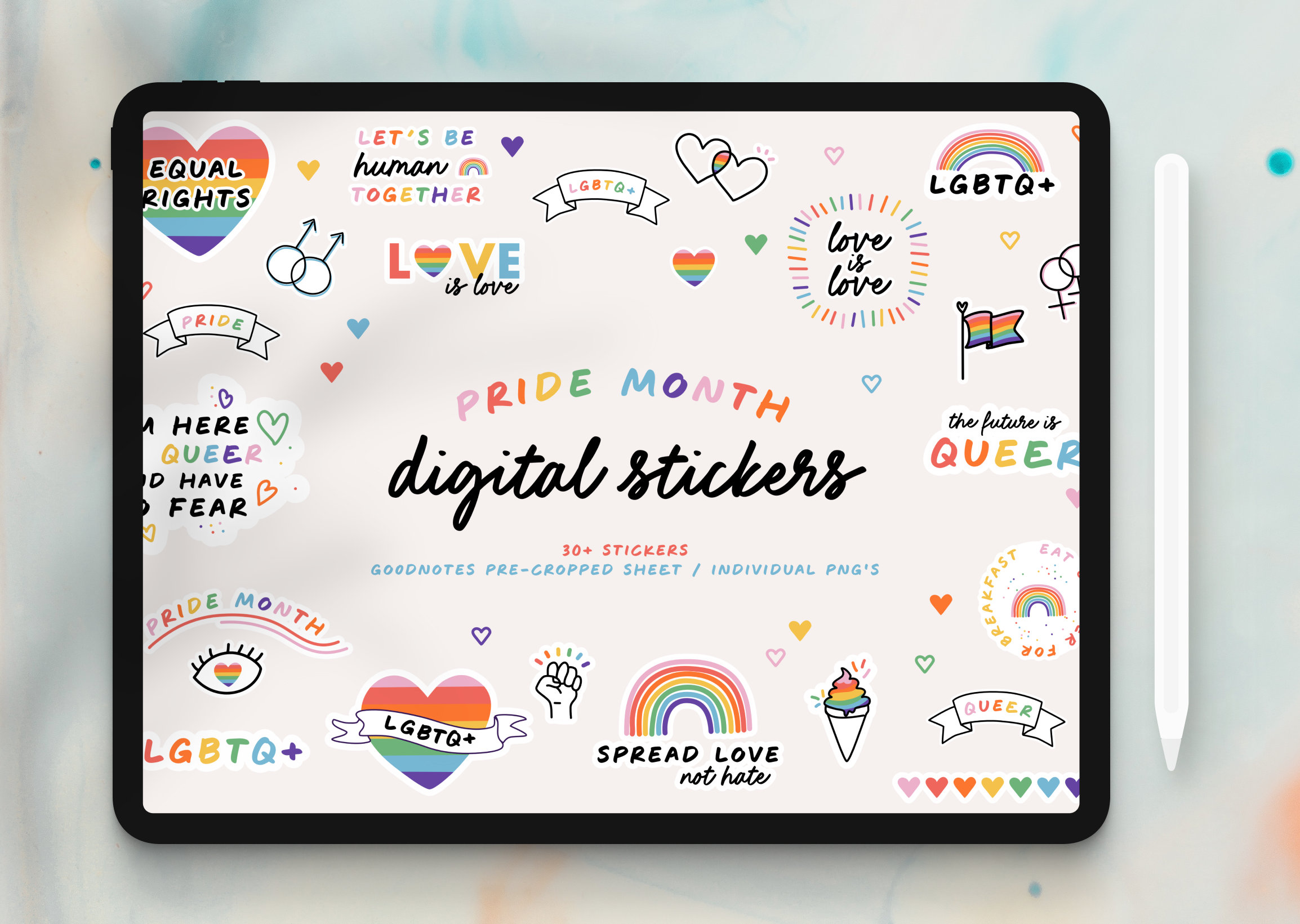 Pride Digital Stickers, Goodnotes & Notability, Pre-cropped Clip Art ...