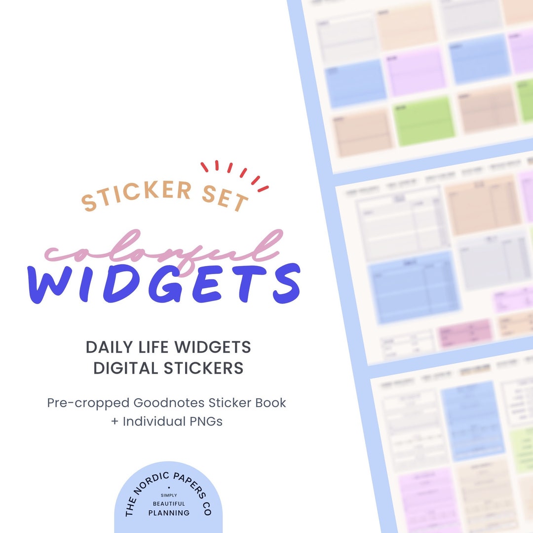 Essential Digital Widgets Sticker Set - Colorful Digital Sticker Book ...