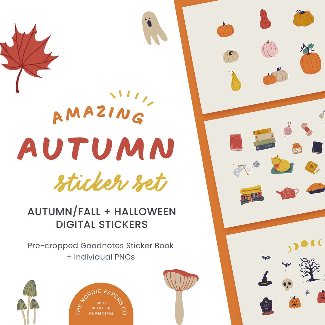 Autumn Fall Sticker Set - Digital Stickerbook for Goodnotes ...