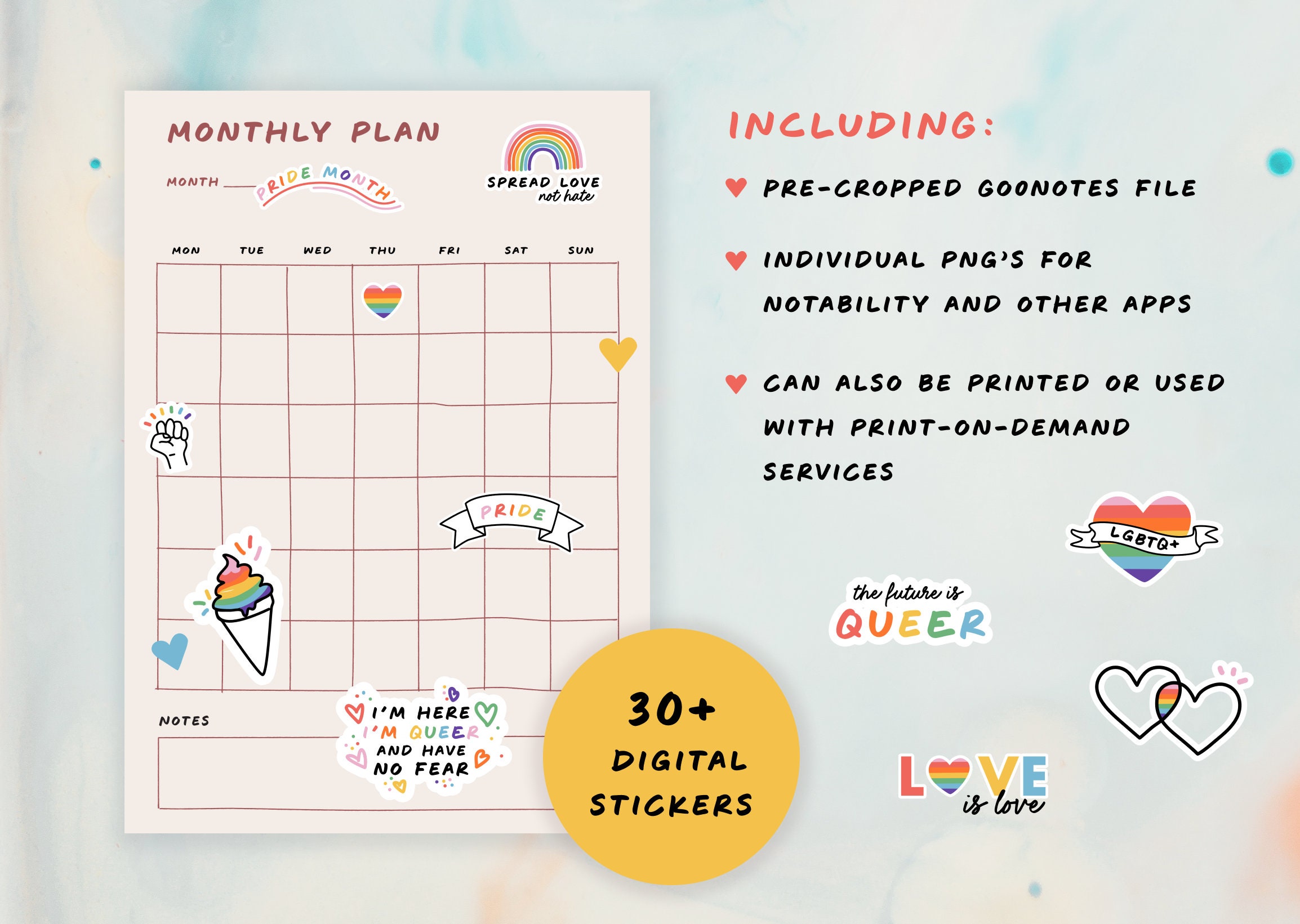 Pride Digital Stickers, Goodnotes & Notability, Pre-cropped Clip Art ...