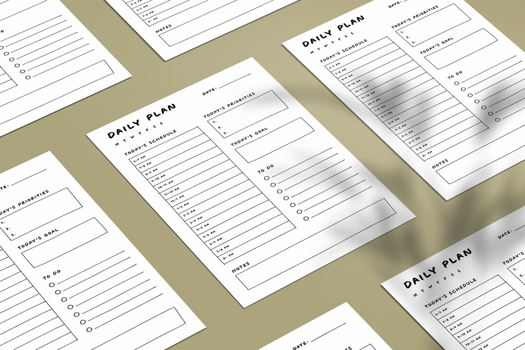 Minimalist Daily Planner Printable, 24 Hour Schedule (digital Download ...