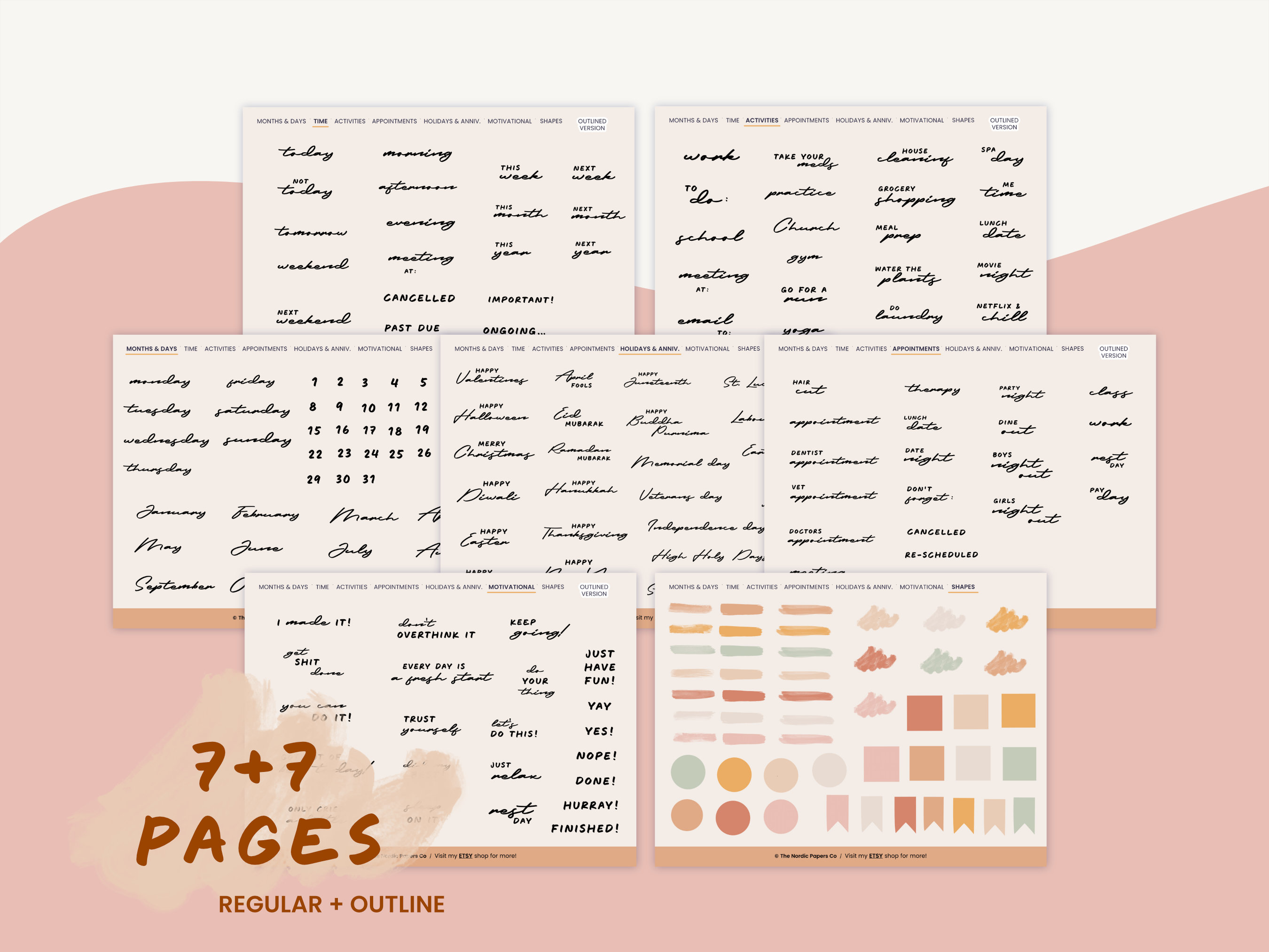 Words & Phrases Digital Stickers, Sticker Book for Goodnotes ...