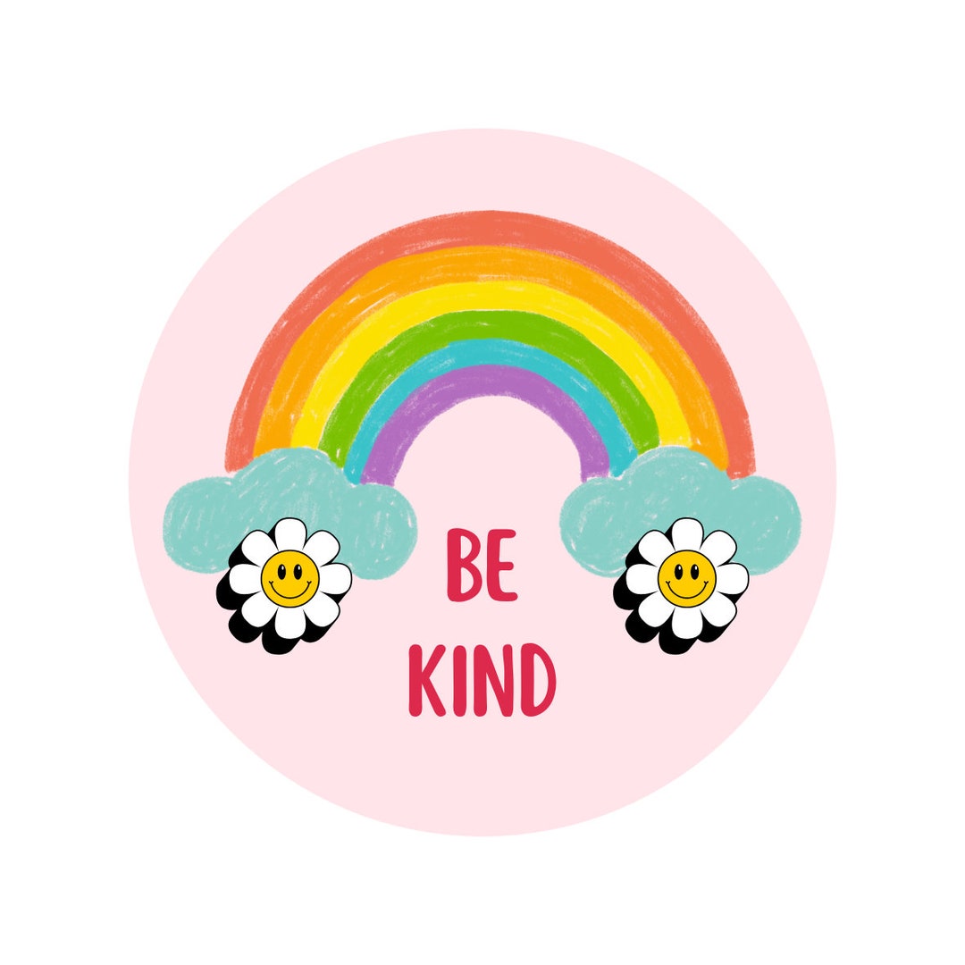 Be Kind Sticker Cute Girly Aesthetic Sticker Light Pink Rainbow Sticker ...