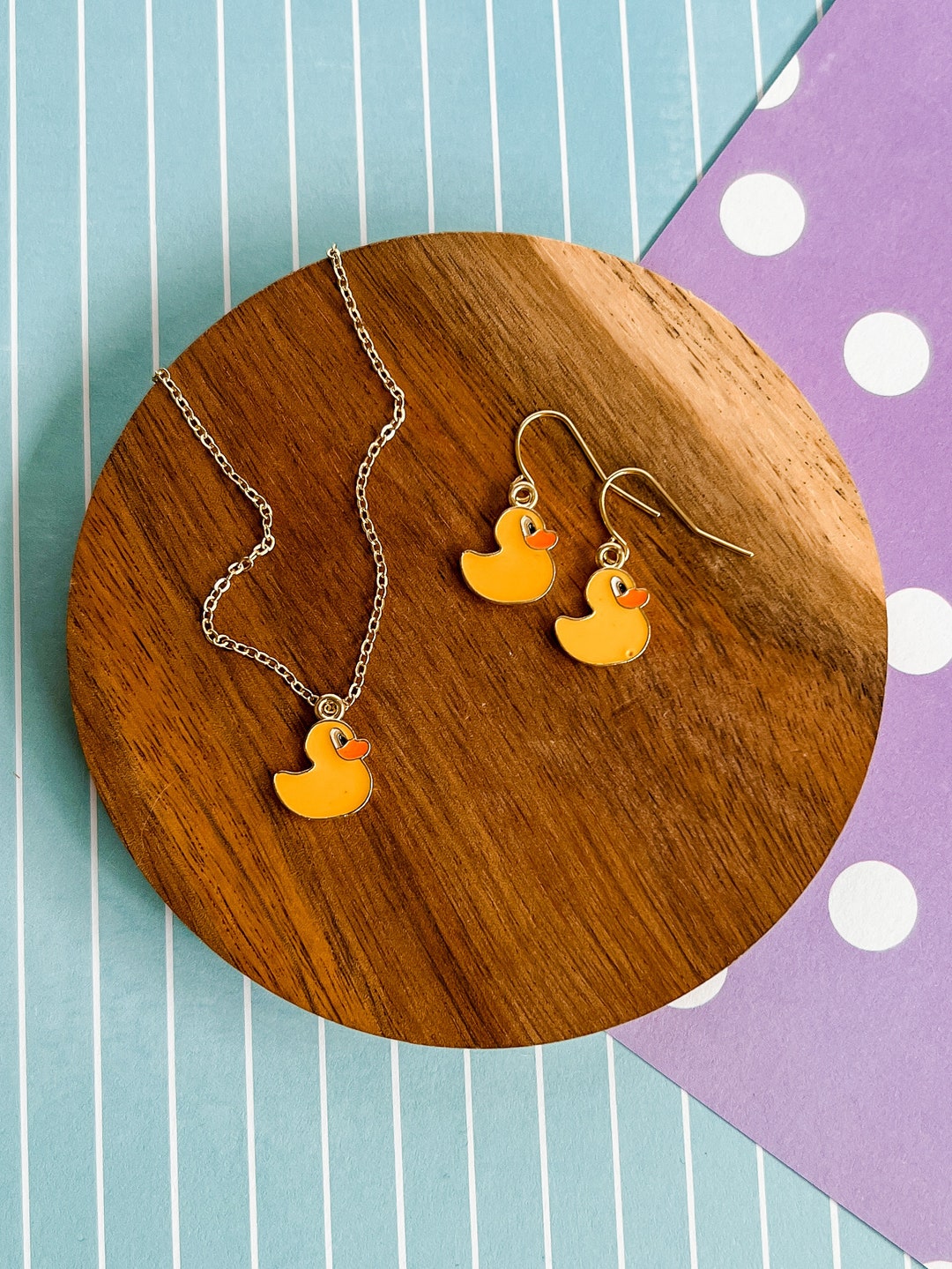 Doris the Duck Set Duck Necklace Duck Earrings Duck Jewelry Kid Jewelry ...
