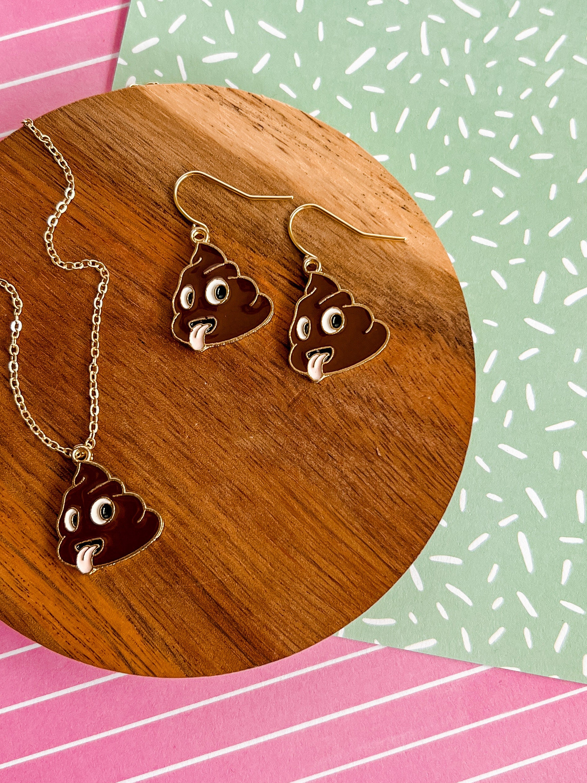 Poop Emoji Set Poop Necklace Poop Earrings Poop Jewelry Kid Jewelry ...
