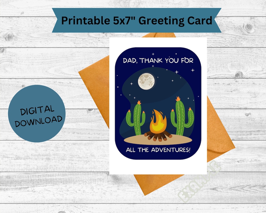 Father's Day Camping Card: Thank You Dad (printable 5x7" Card) - Etsy