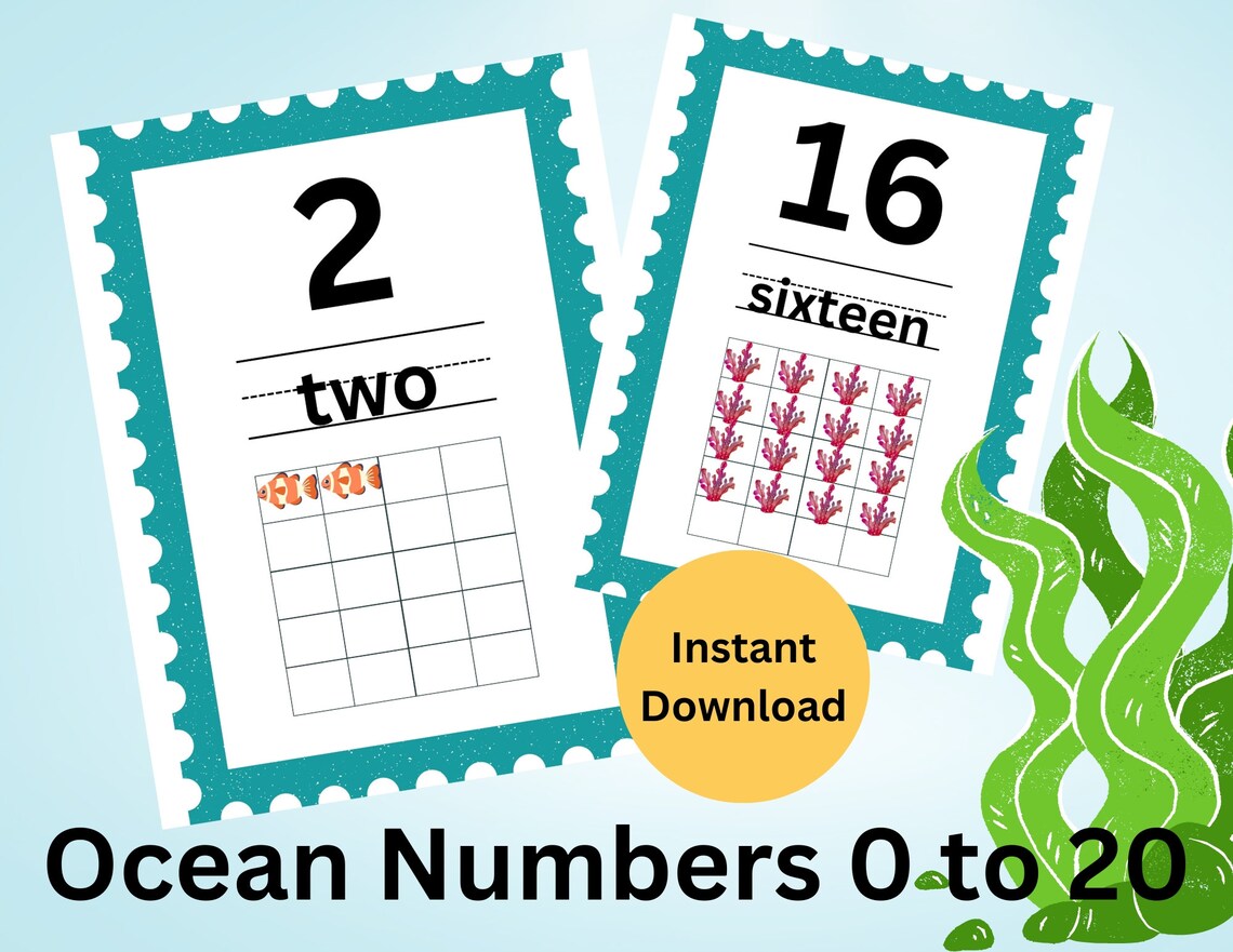 Printable UNDER the SEA Ocean Theme Number Posters 0-20 Classroom Decor ...