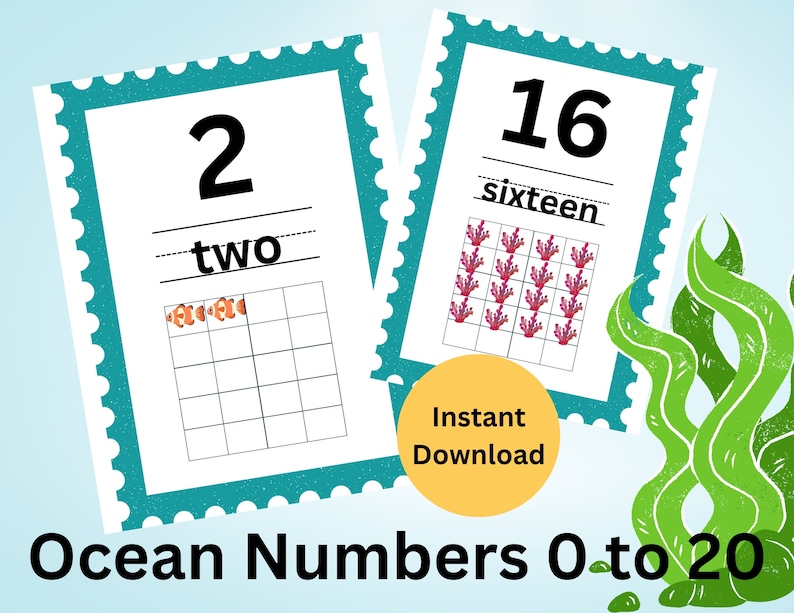 Printable UNDER the SEA Ocean Theme Number Posters 0-20 Classroom Decor ...