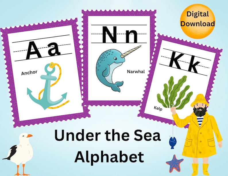 Ocean ABC Alphabet Posters: Under the Sea Classroom Decor (digital ...