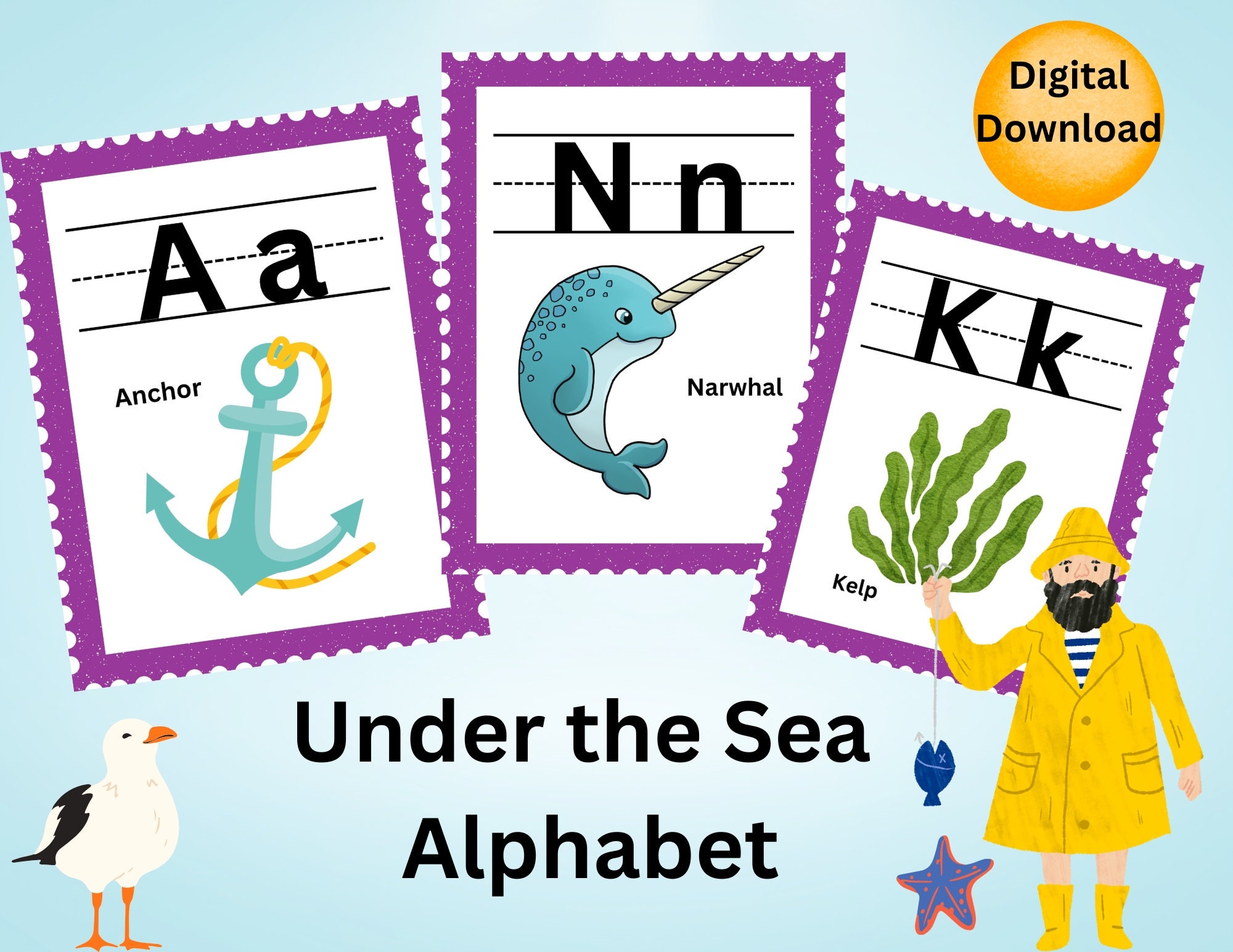 Ocean ABC Alphabet Posters: Under the Sea Classroom Decor (digital ...