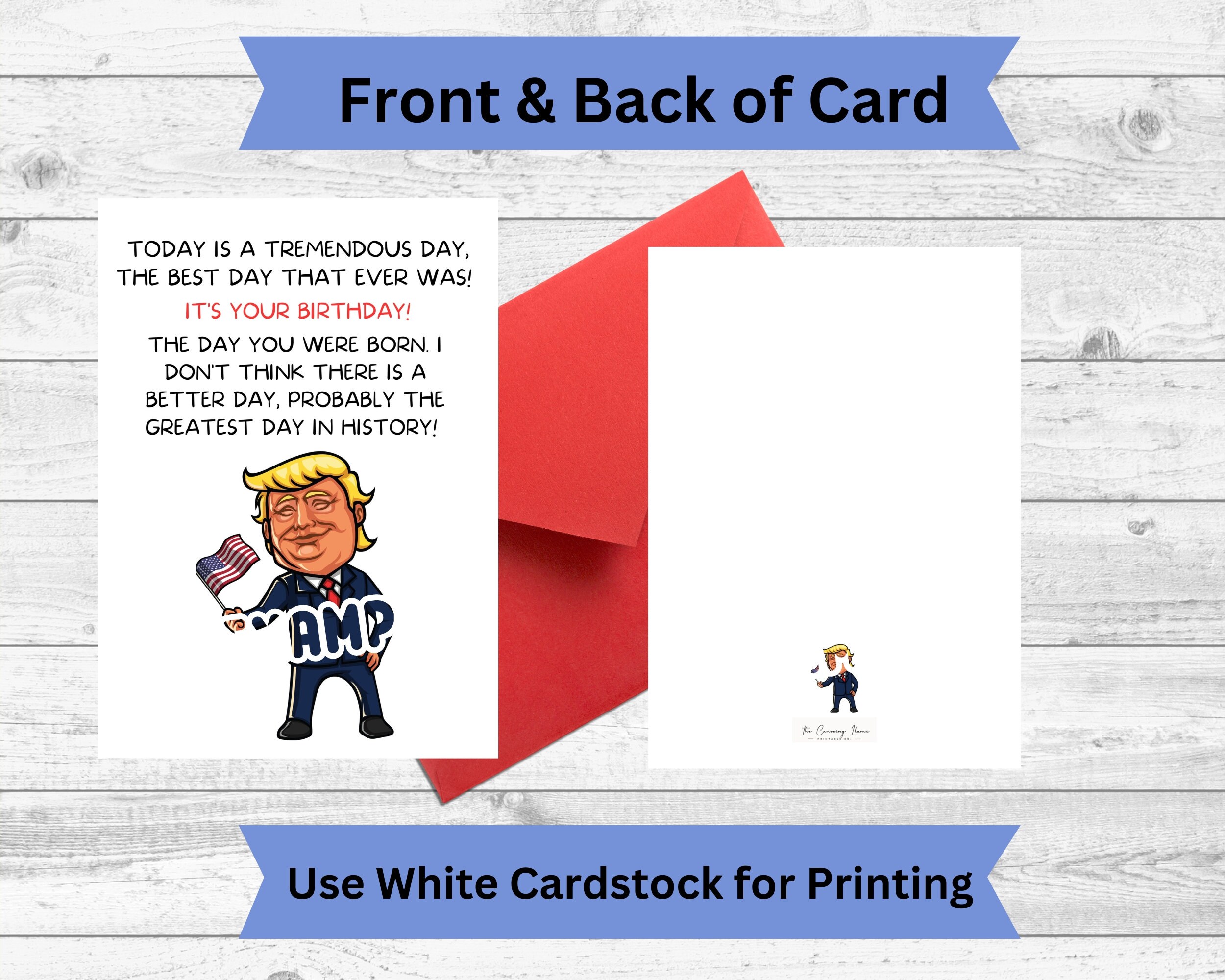 Digital Download Trump Card, Printable Birthday Card, Printable ...