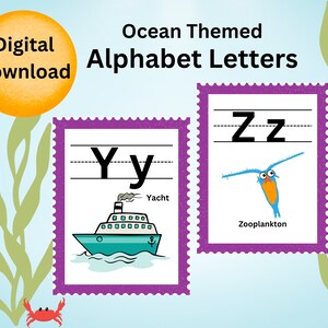 Printable UNDER the SEA Ocean Theme ABC Alphabet Posters Letters A to Z ...