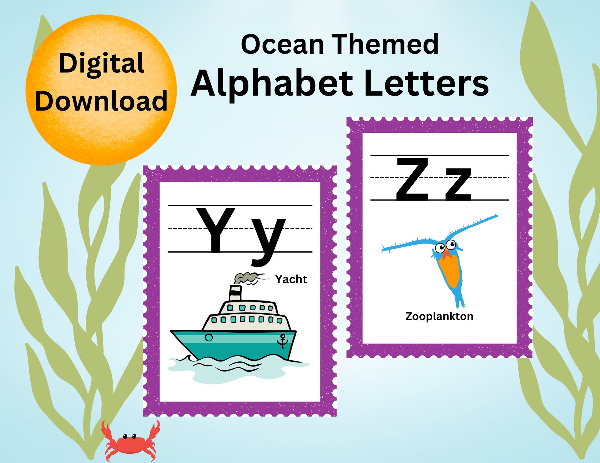 Ocean ABC Alphabet Posters: Under the Sea Classroom Decor (digital ...