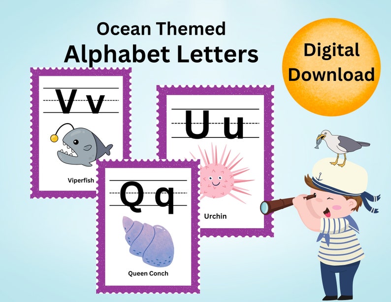 Ocean ABC Alphabet Posters: Under the Sea Classroom Decor (digital ...