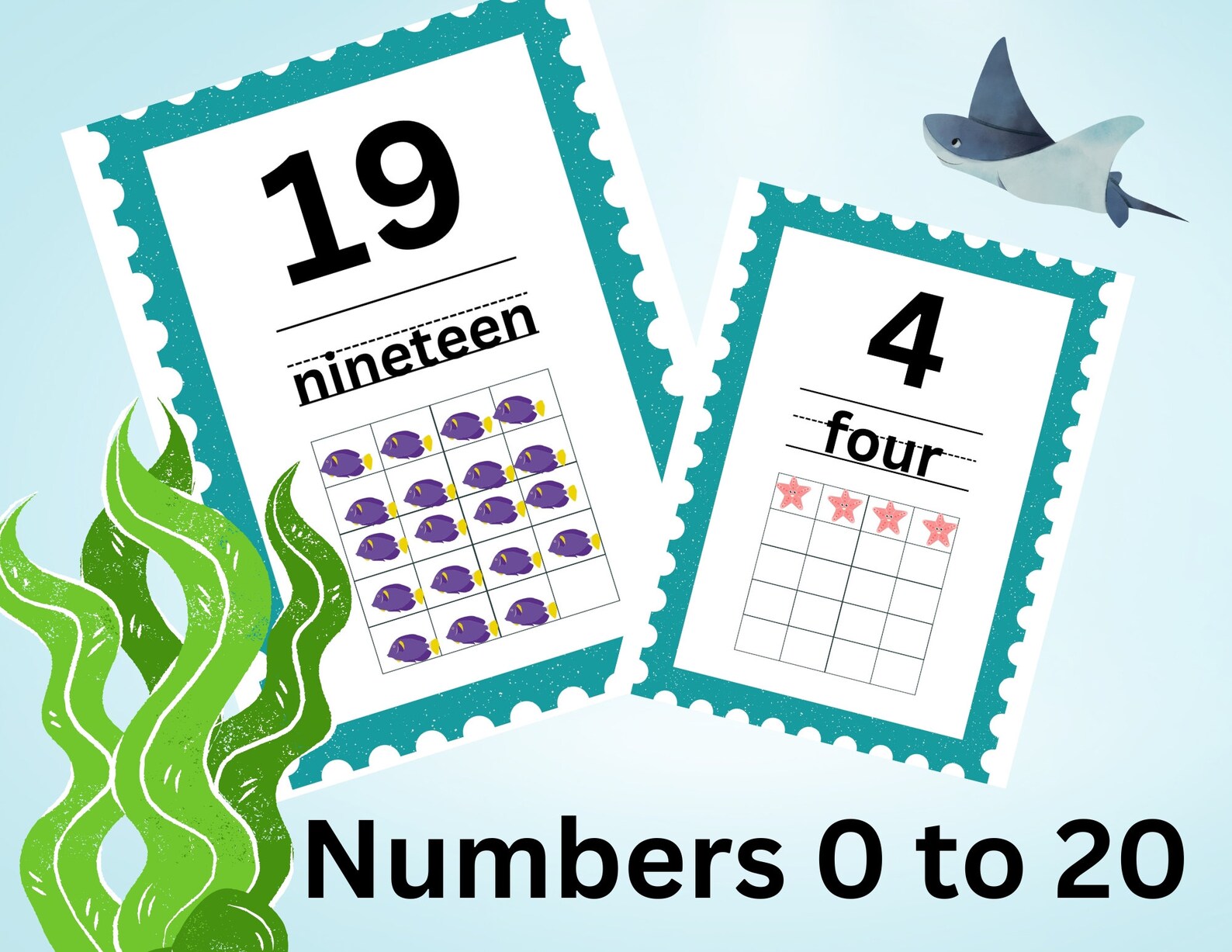 Printable UNDER the SEA Ocean Theme Number Posters 0-20 Classroom Decor ...