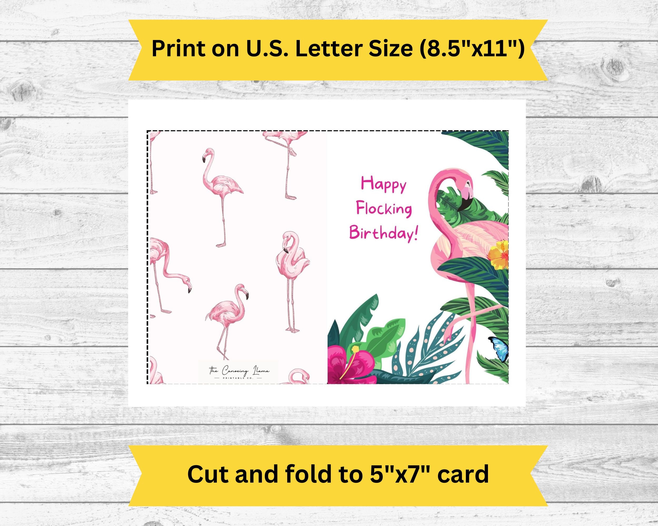 Flamingo Birthday Card: Printable Tropical Design (digital Download) - Etsy