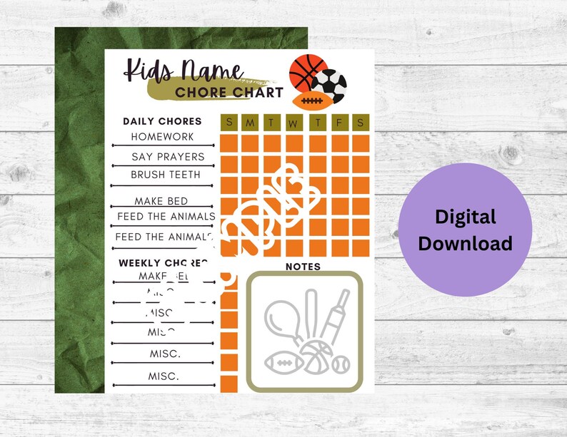 Bundle of 7 Different Chore Charts for the Kids / Responsibility ...