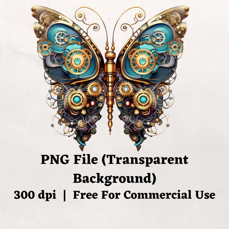 Steampunk Clipart Butterfly PNG Watercolor Clip Art Steam Punk Nature ...
