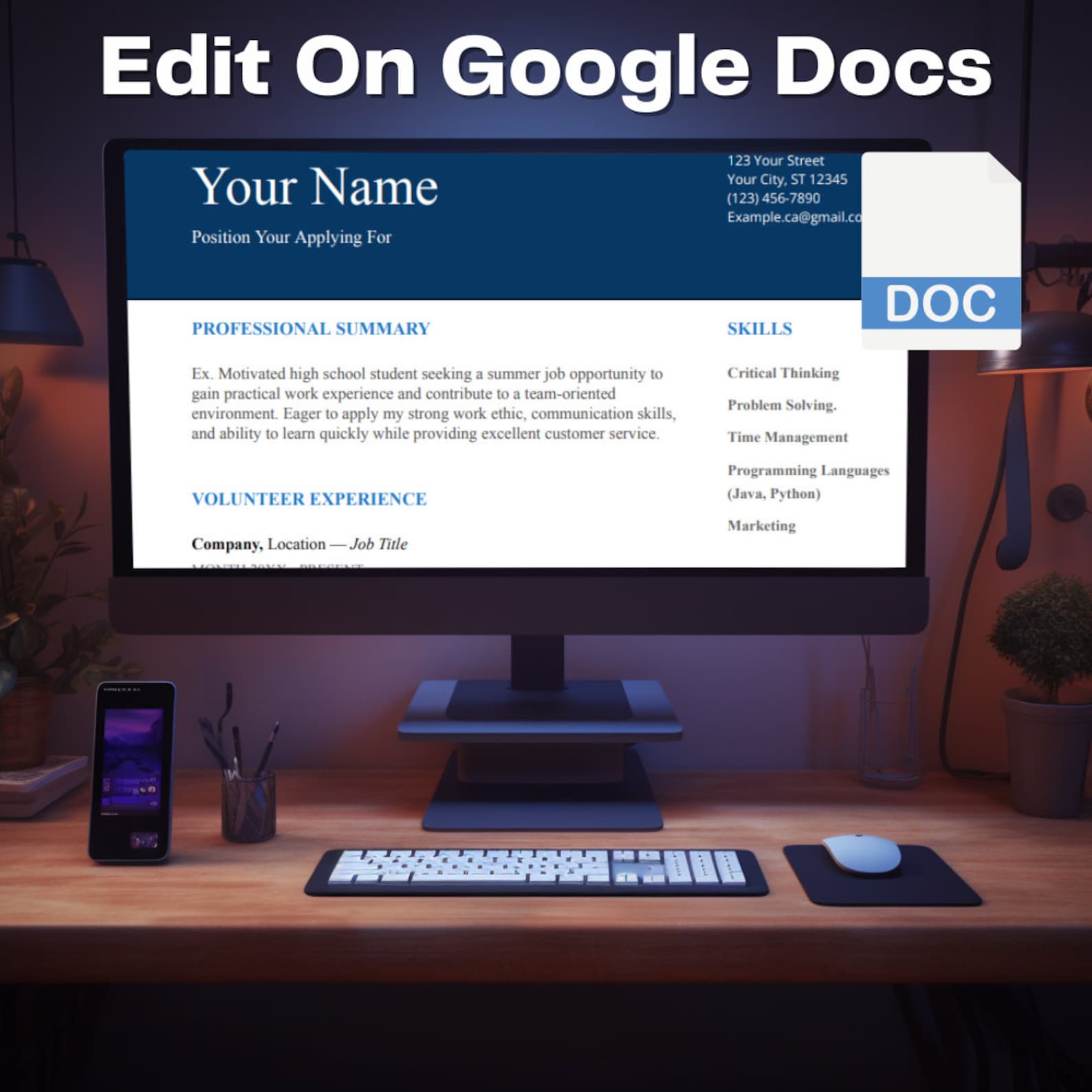 High School Student Resume Templates Google Docs High School Student ...