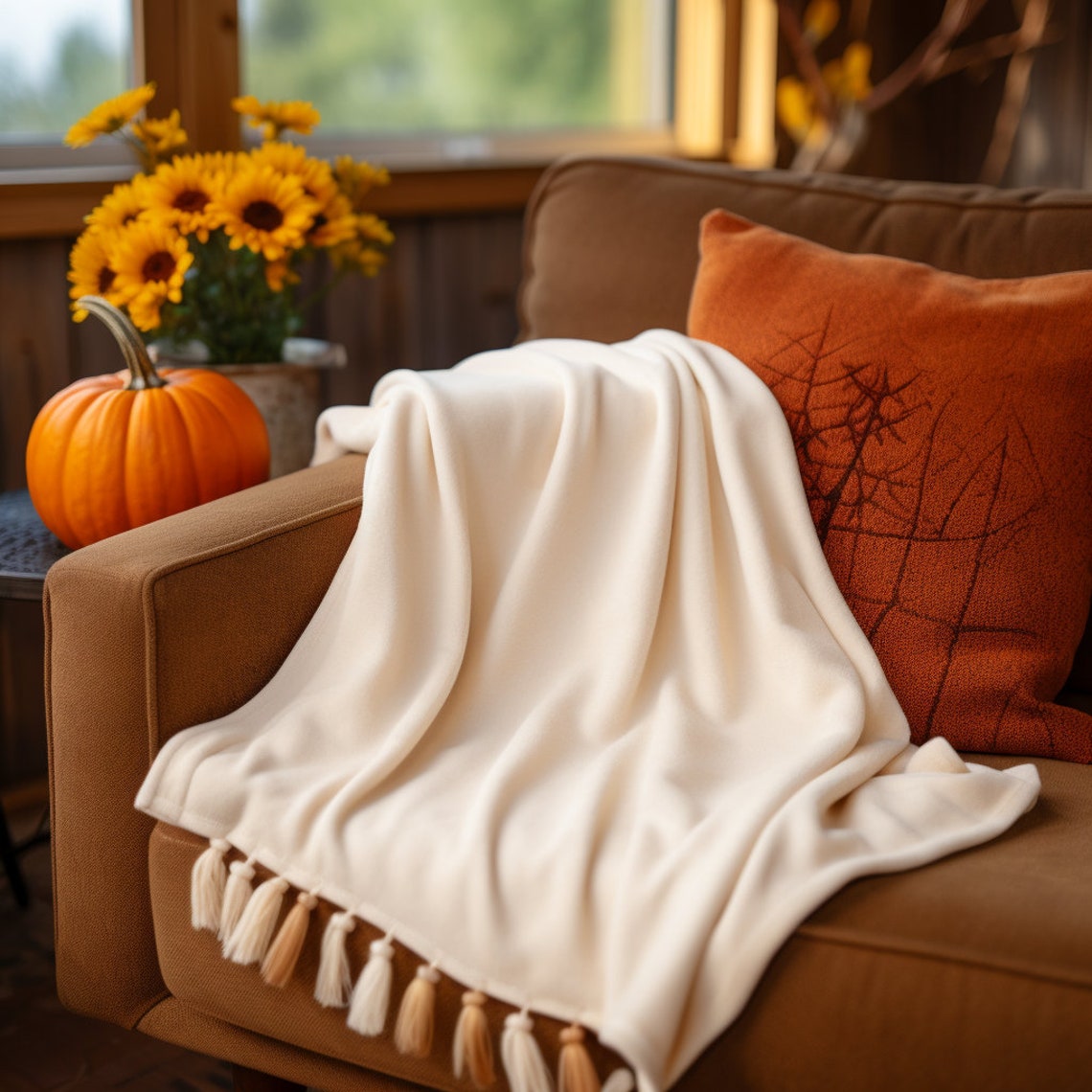 Fall Themed Blanket Mockup Bundle Png, Mockup Png, Blanket Png, White ...