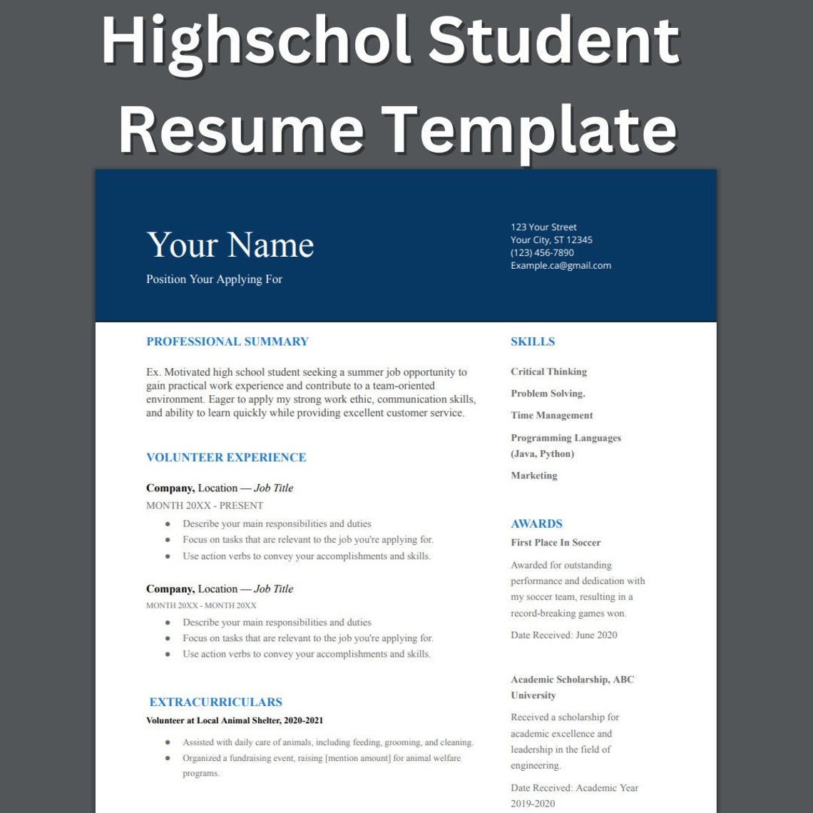 High School Student Resume Templates Google Docs High School Student ...