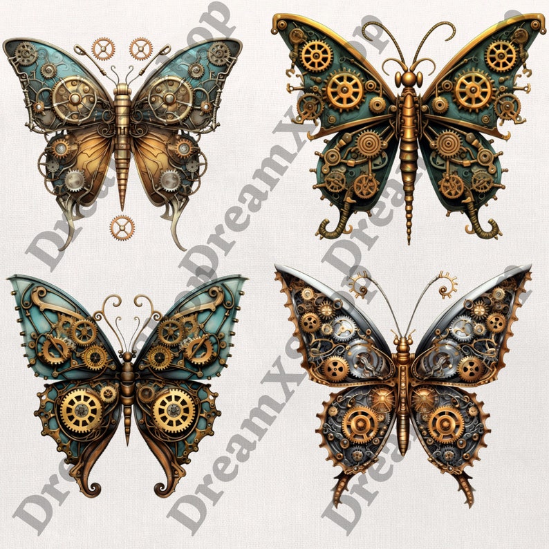 Steampunk Clipart Butterfly PNG Watercolor Clip Art Steam Punk Nature ...