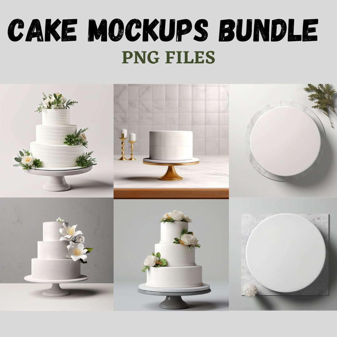 Cake Mockup Bundle, Cake Topper Mockup, Wedding Cake Mockup, Top View ...