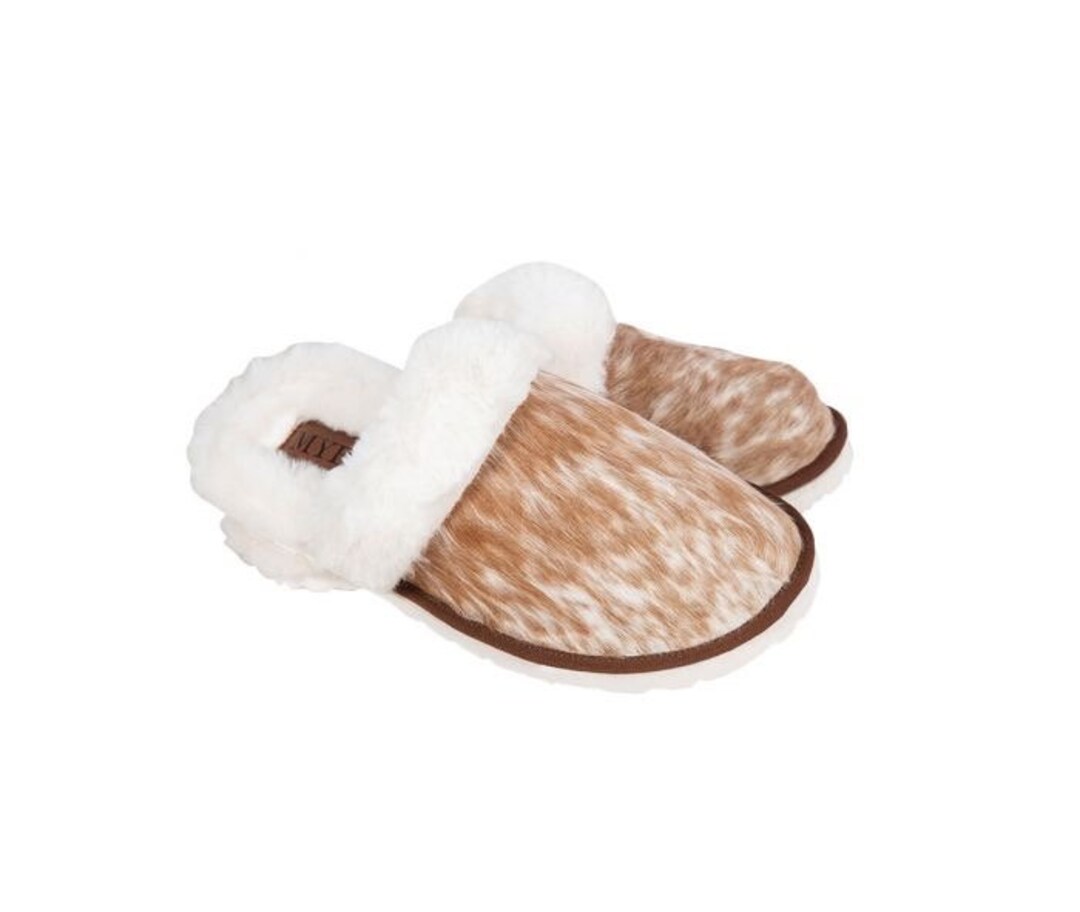 Cowhide Slippers Brown Shade - Etsy