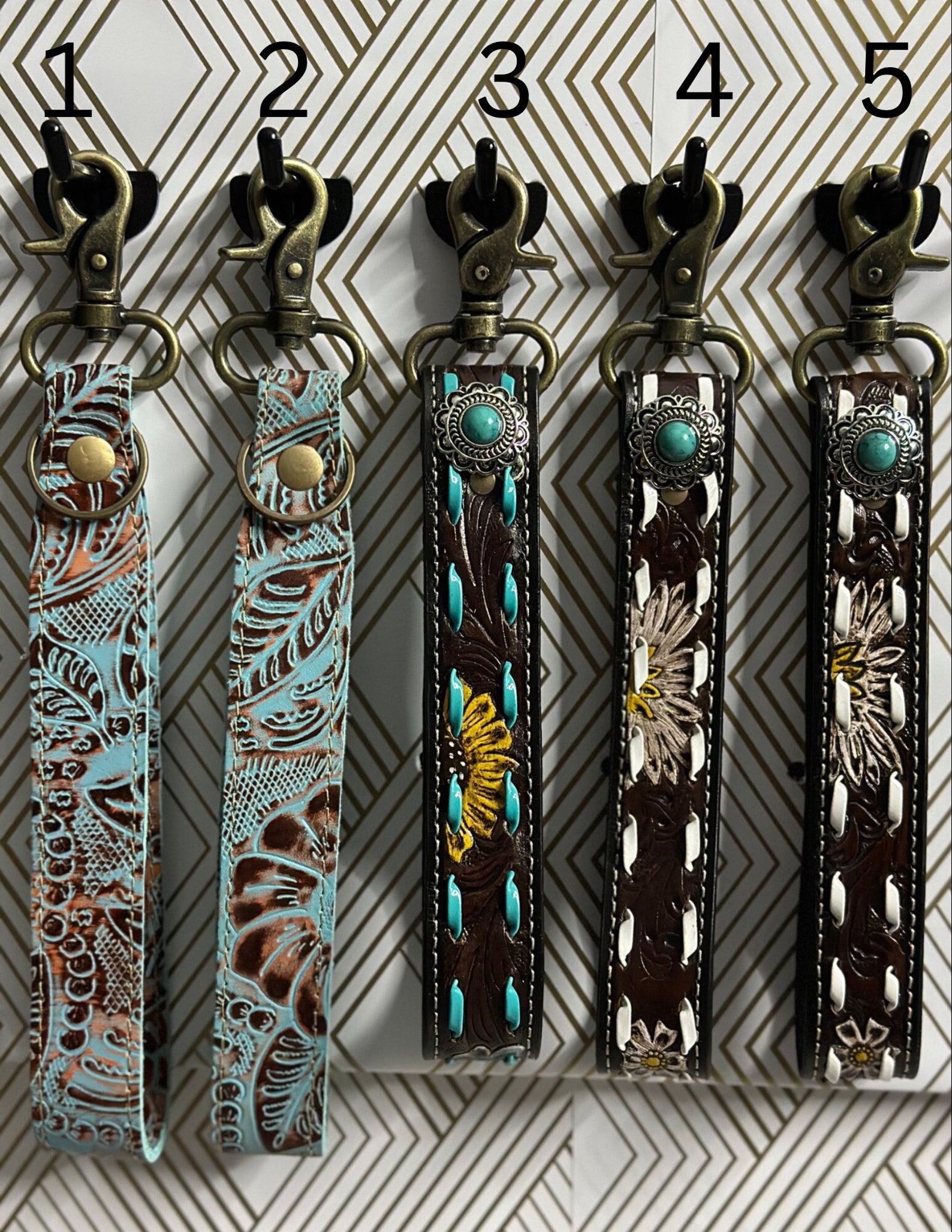 Western Hand Tooled & Cowhide Key Chain, Key Fobs and Wristlets ...