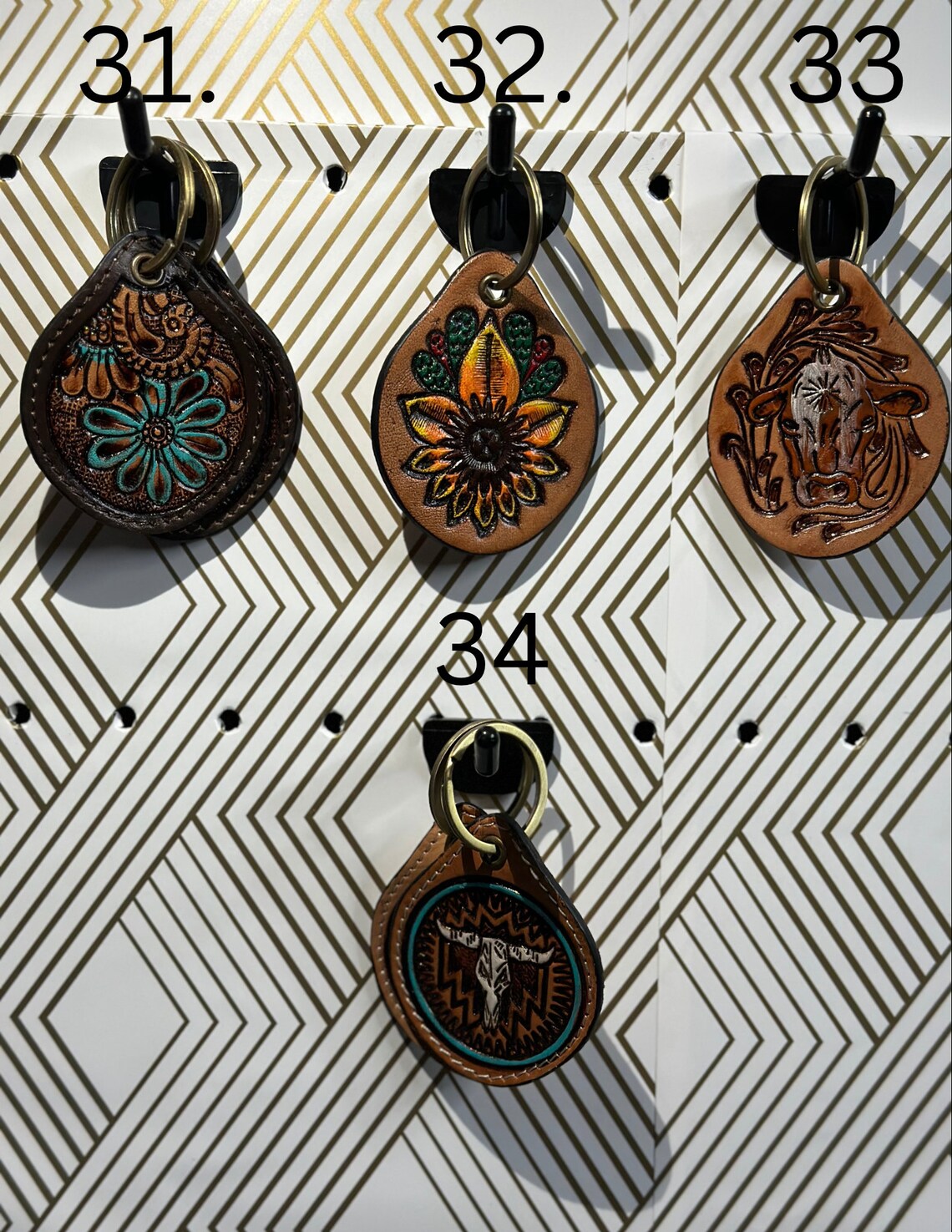 Western Hand Tooled & Cowhide Key Chain, Key Fobs and Wristlets ...